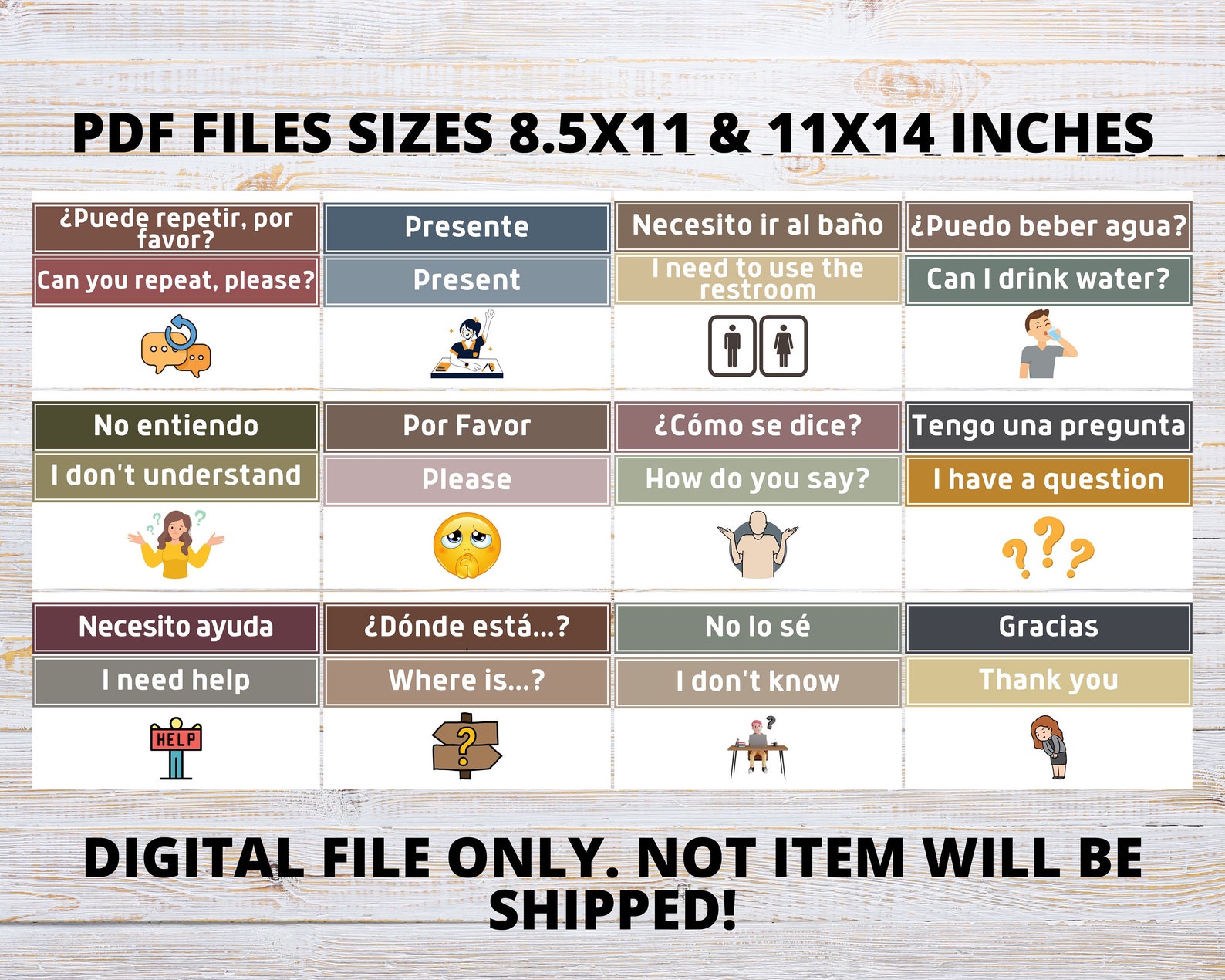 Spanish Classroom Phrases Printables ESOL Classroom Poster - Etsy