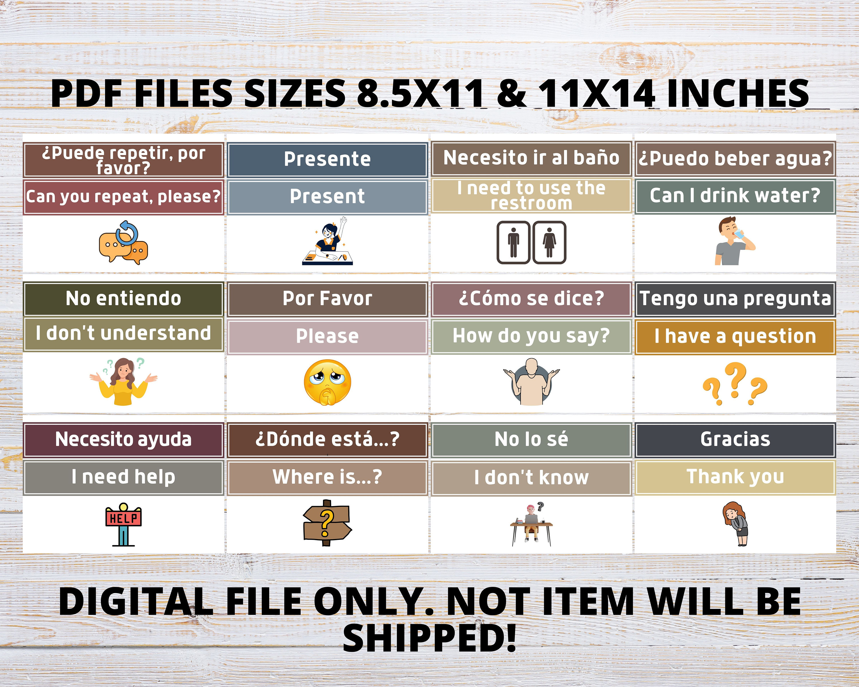 Spanish Classroom Phrases Printables ESOL Classroom Poster - Etsy