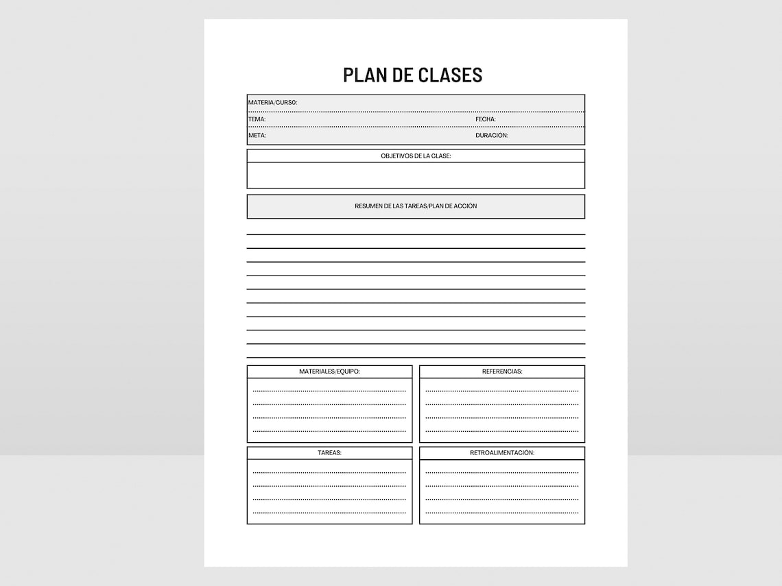 Spanish Lesson Plan Digital Download, Plan De Clases Imprimible, Plan ...