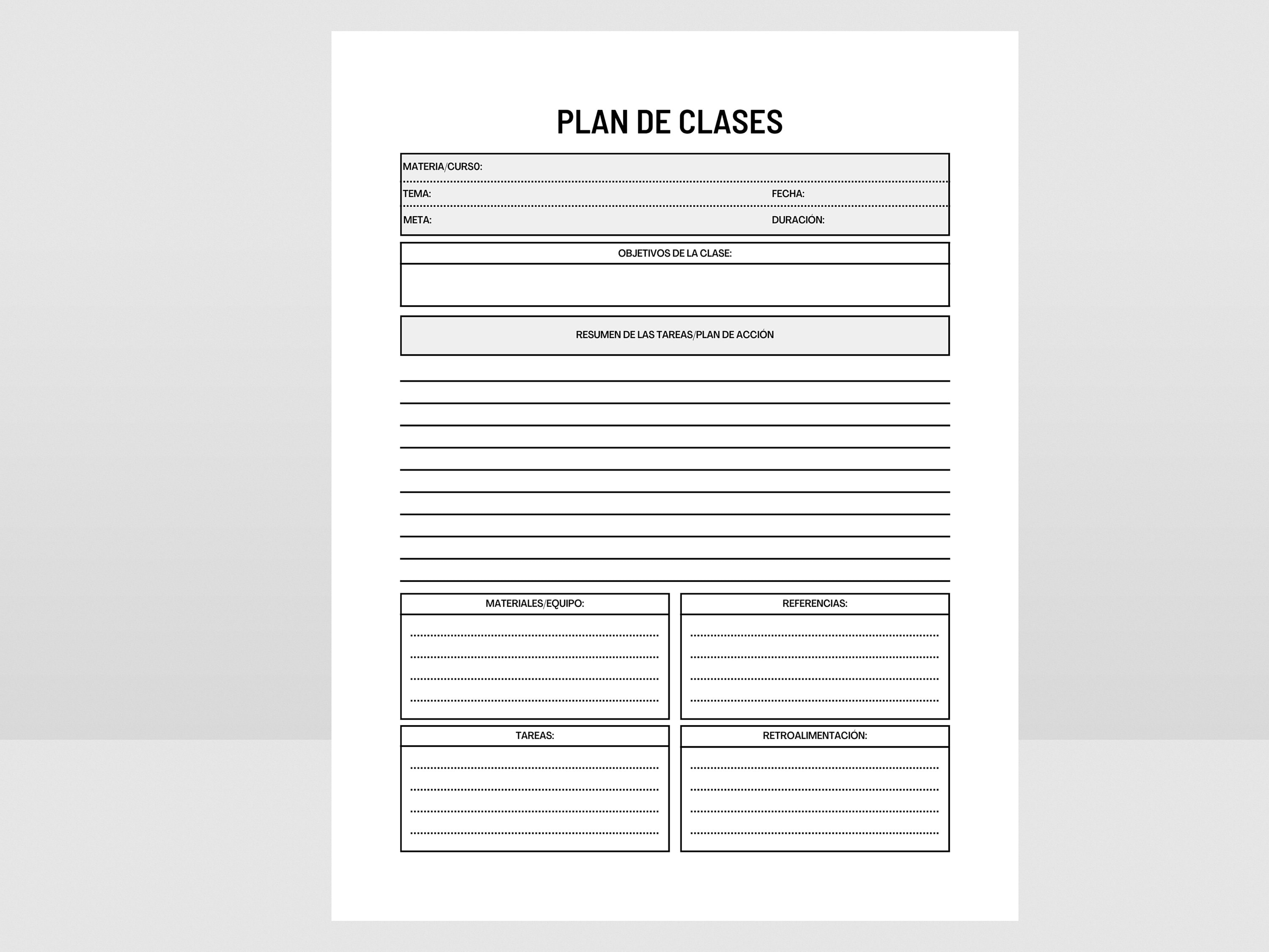 Spanish Lesson Plan Digital Download, Plan De Clases Imprimible, Plan ...
