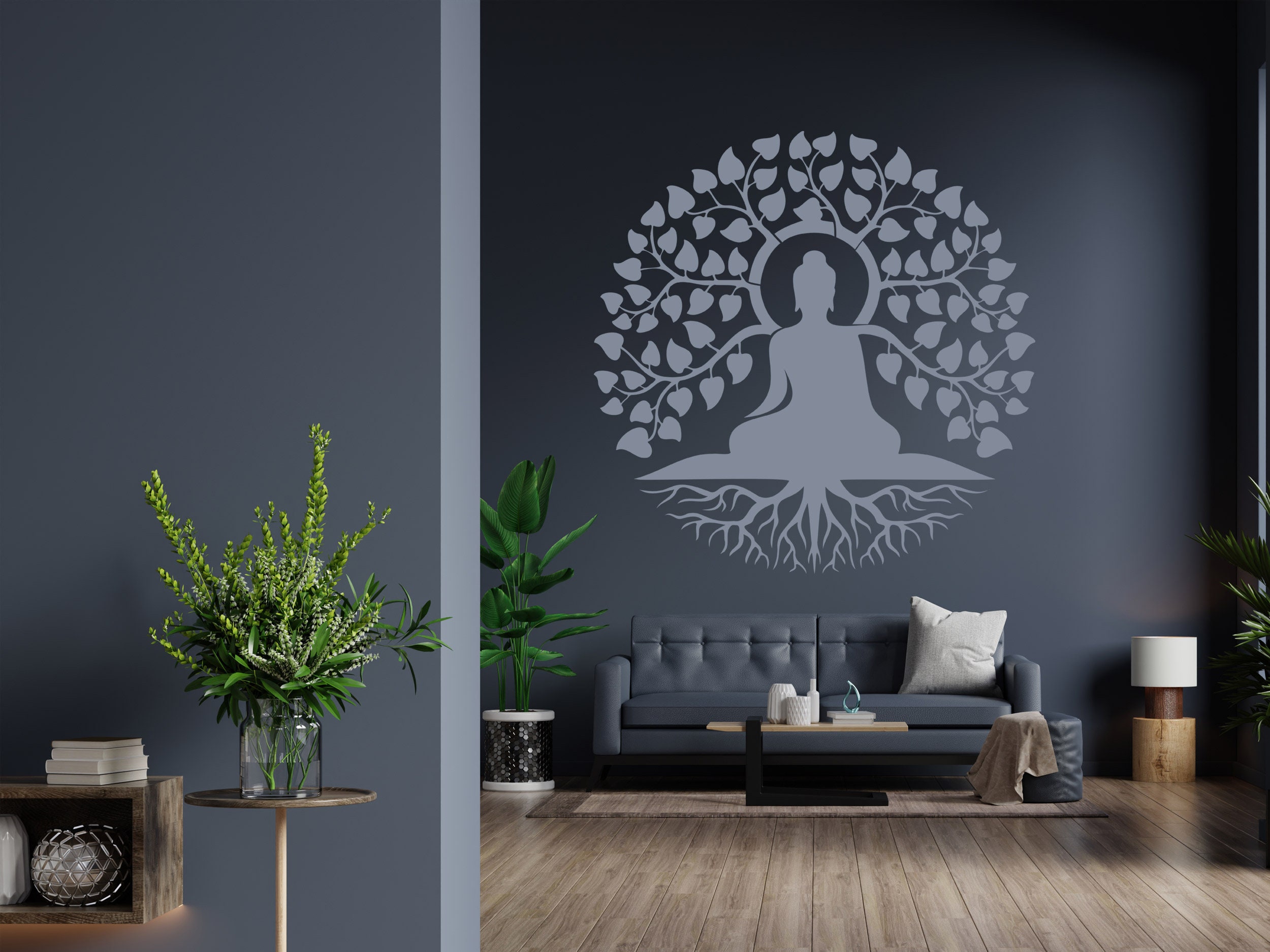 Buddha Stencil, Buddha Tree of Life, Buddha Wall Art, Meditation ...