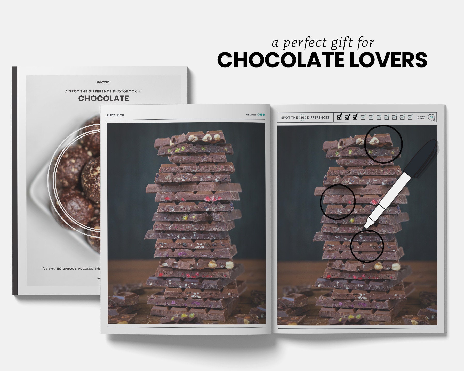 Spot Difference Puzzles CHOCOLATE Adult Teen Activity Book - Etsy