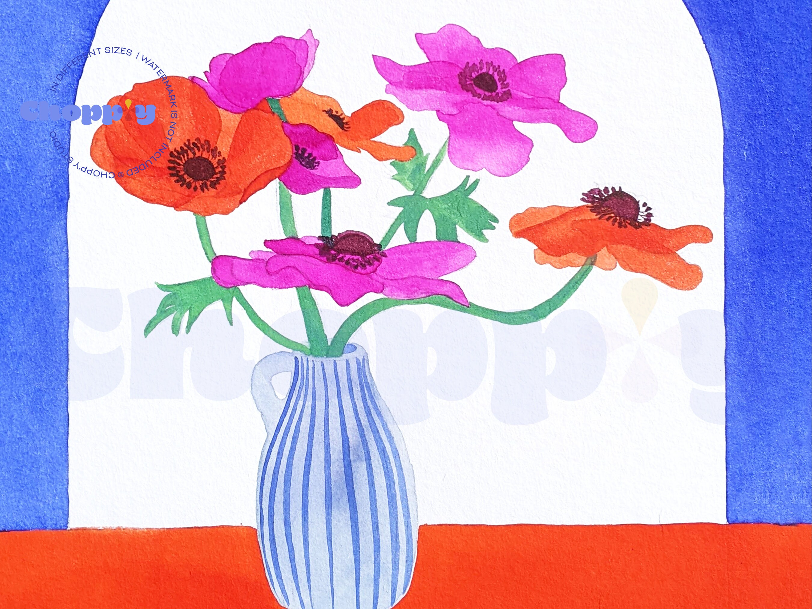 Poppies Flower Illustration Printable Art Digital Download - Etsy