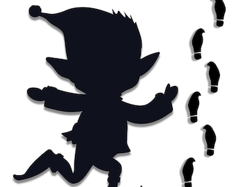 Elf Stencil SVG, Elf Footprints, Elf Handprint, Elf Silhouette, Elf ...
