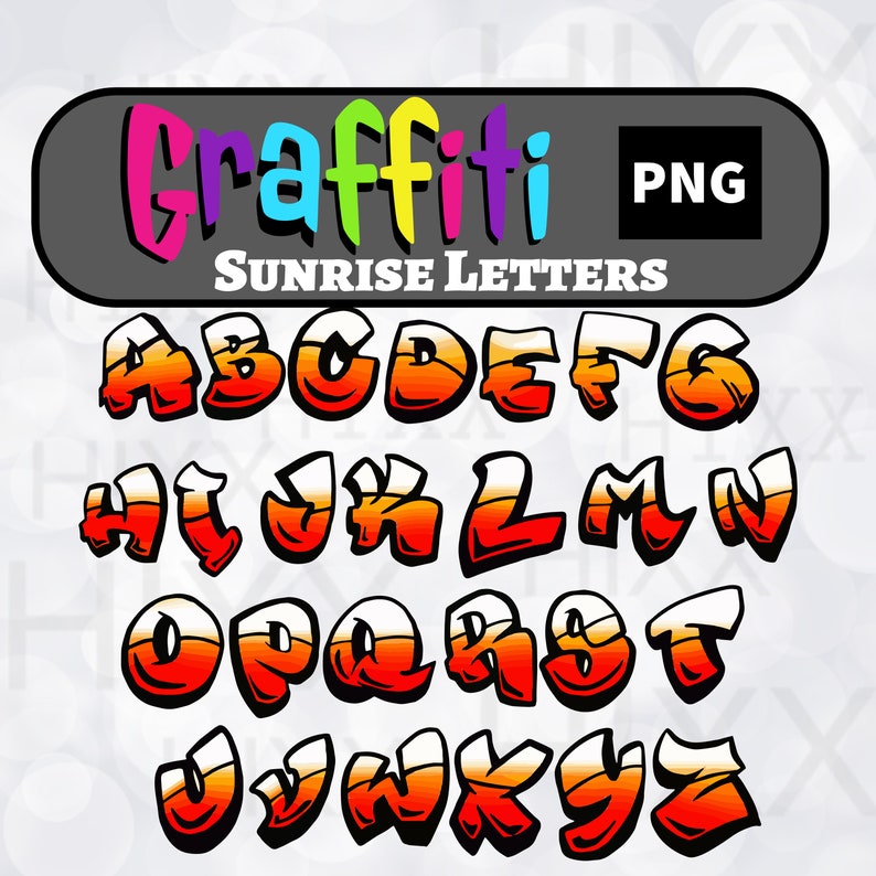 Sunrise Graffiti PNG, Graffiti Letters Sublimation, Graffiti Letters ...