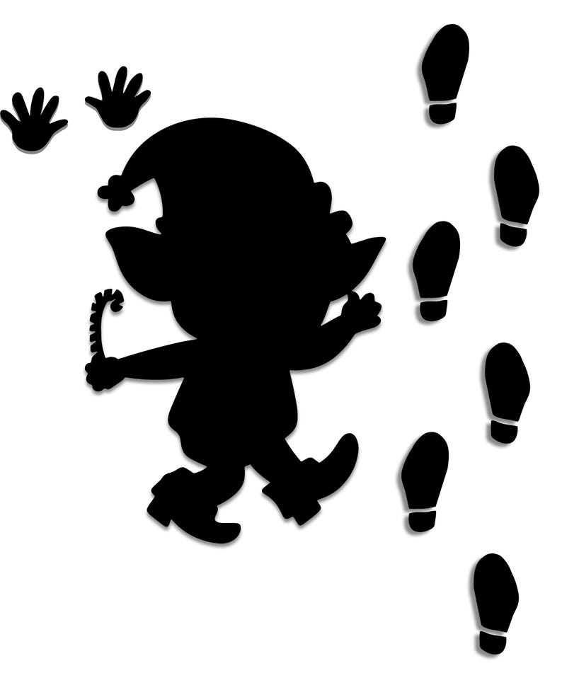 Peppermint Puff Elf Stencil SVG, Elf Footprints, Elf Handprint, Elf ...