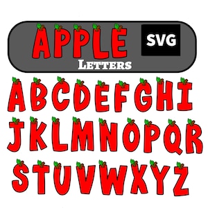 APPLE Font SVG, Digital Download, Alphabet SVG, Back to School, School ...