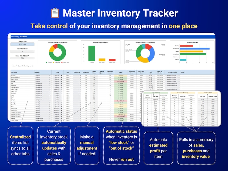 Inventory Tracker Inventory Management Google Sheets Small Business Inventory Spreadsheet ...