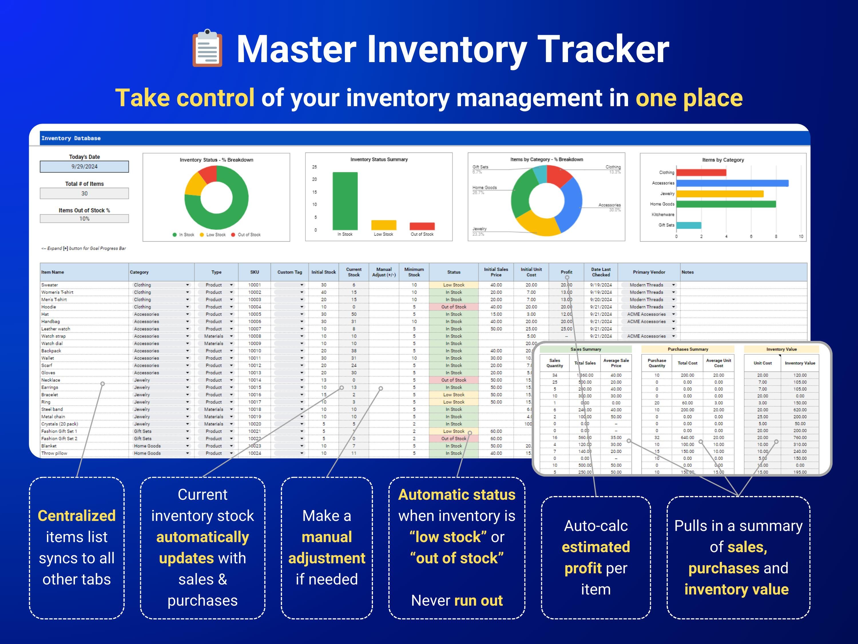 Inventory Tracker Inventory Management Google Sheets Small Business ...