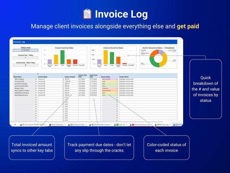 Client Tracker CRM Google Sheets Excel Template CRM Dashboard Small ...