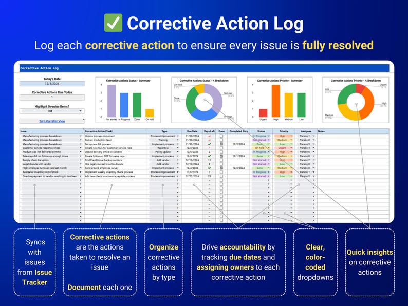 Issue Tracker Issues and Concerns Template Google Sheets Excel Project ...