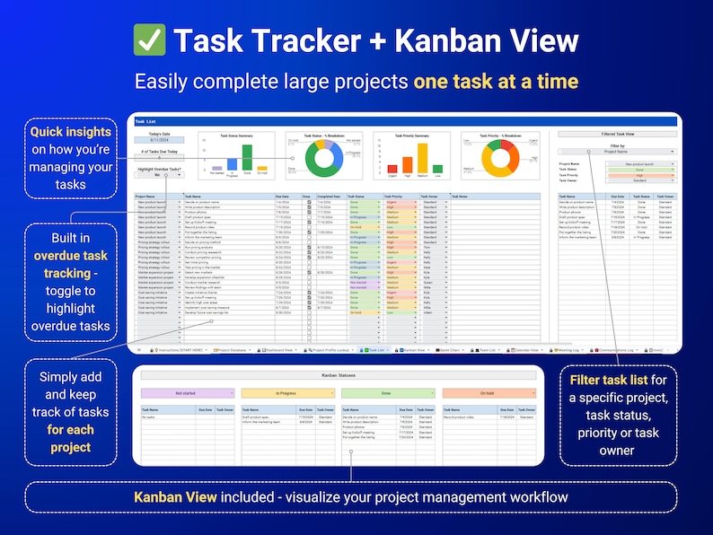 Project Management Template Multi Project Tracker Google Sheets Excel ...