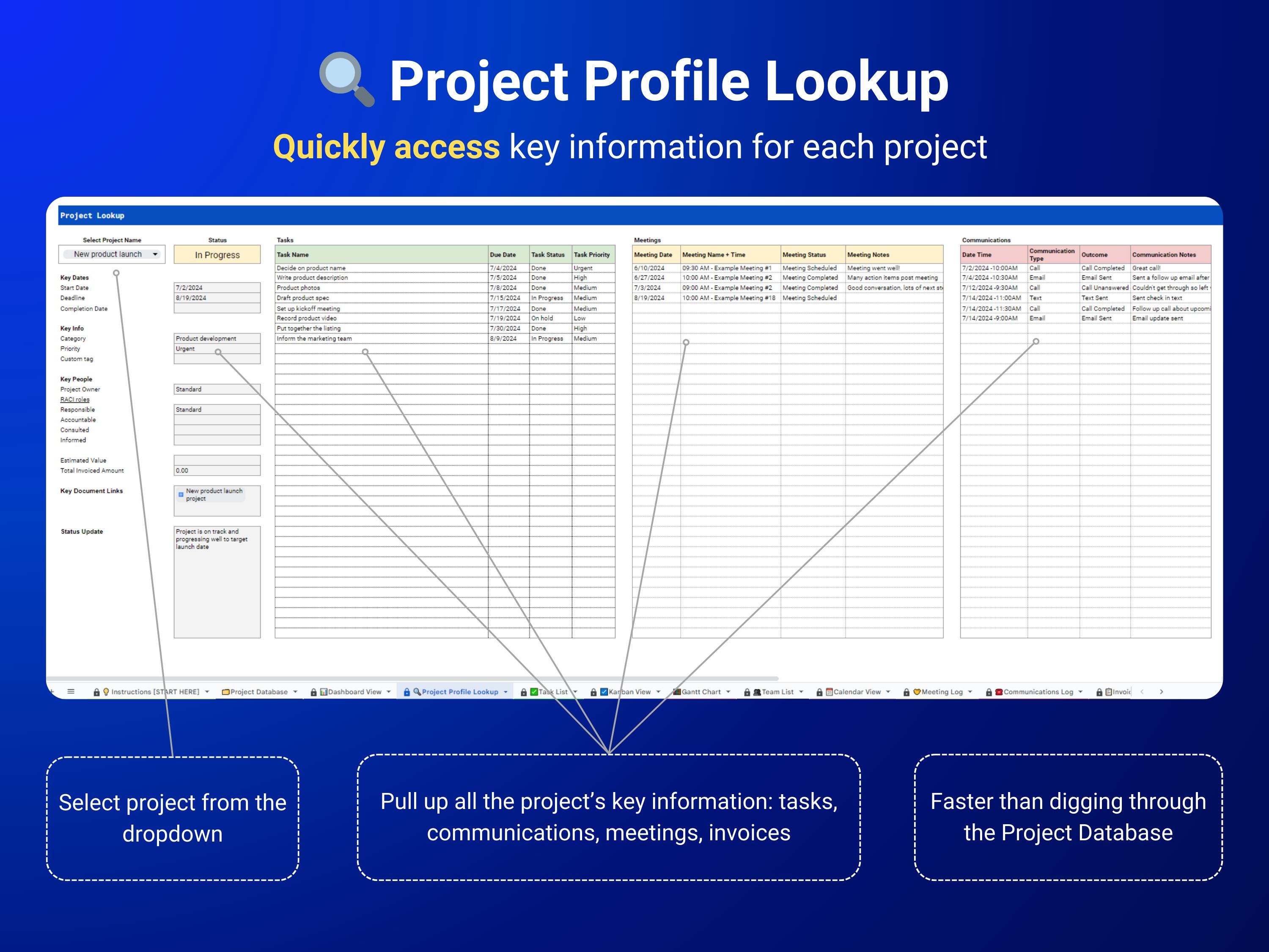 Project Management Template Multi Project Tracker Google Sheets Excel ...