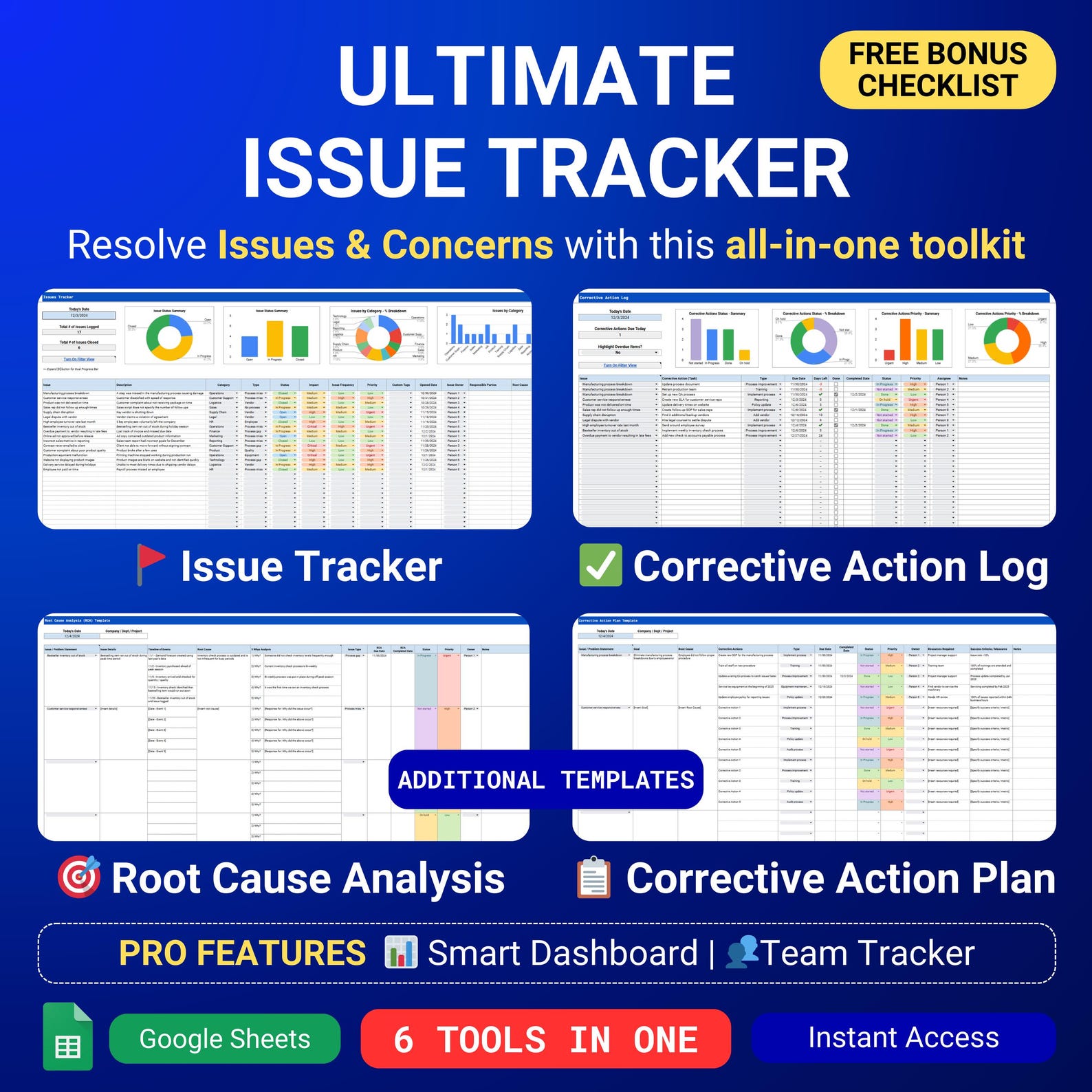 Issue Tracker Issues and Concerns Template Google Sheets Project ...