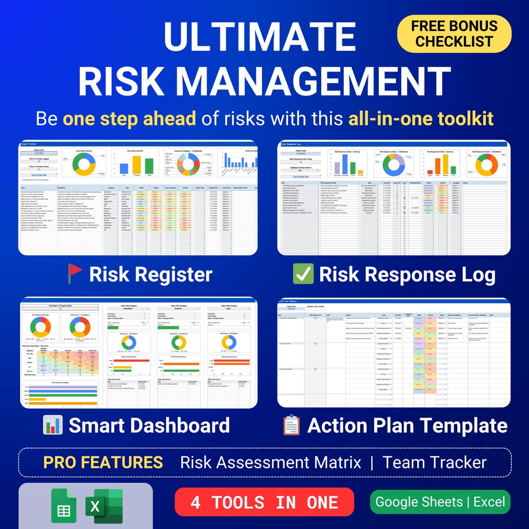 Risk Management Template Risk Assessment Excel Google Sheets Risk ...