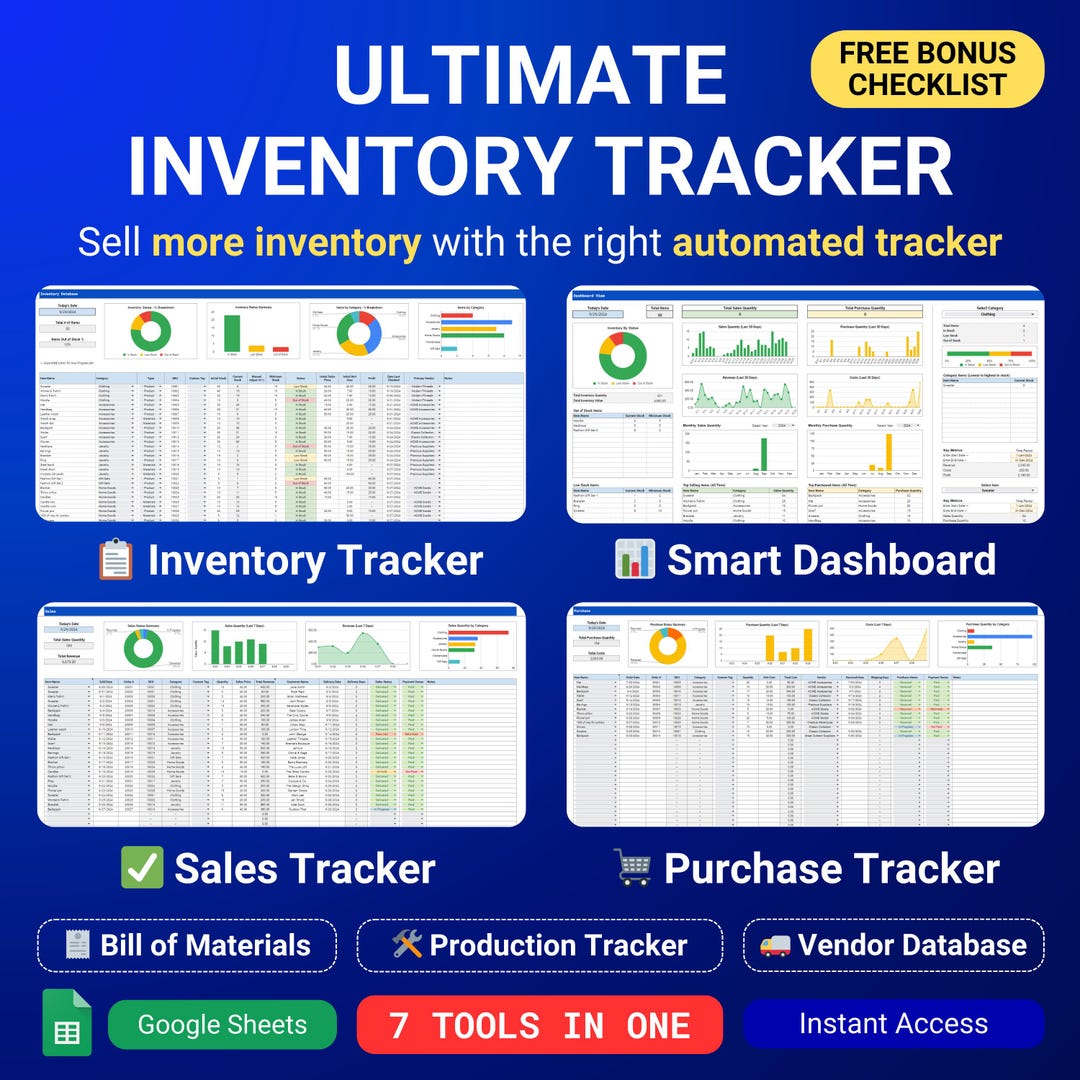 Inventory Tracker Inventory Management Google Sheets Small Business ...