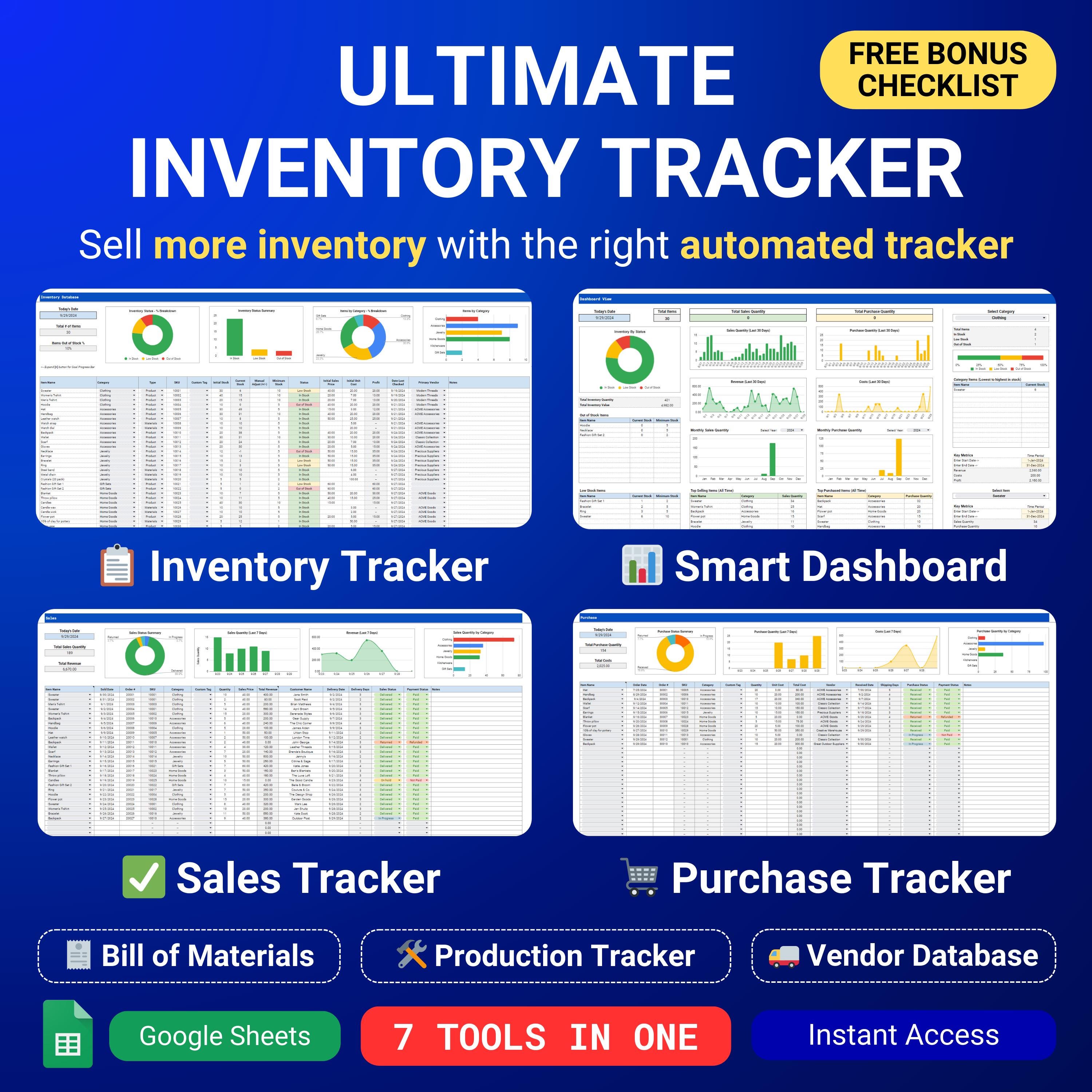 Inventory Tracker Inventory Management Google Sheets Small Business ...