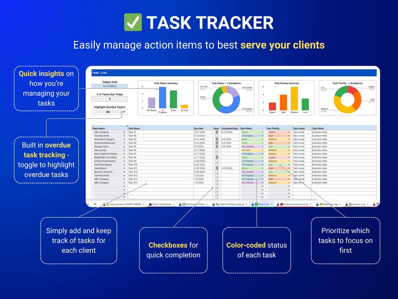 Client Tracker CRM Google Sheets Excel Template CRM Dashboard Small ...
