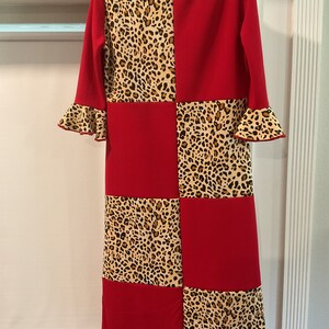 Red Leopard Checkered Block A-line Dress- Long Sleeve- Modest Dress - Etsy