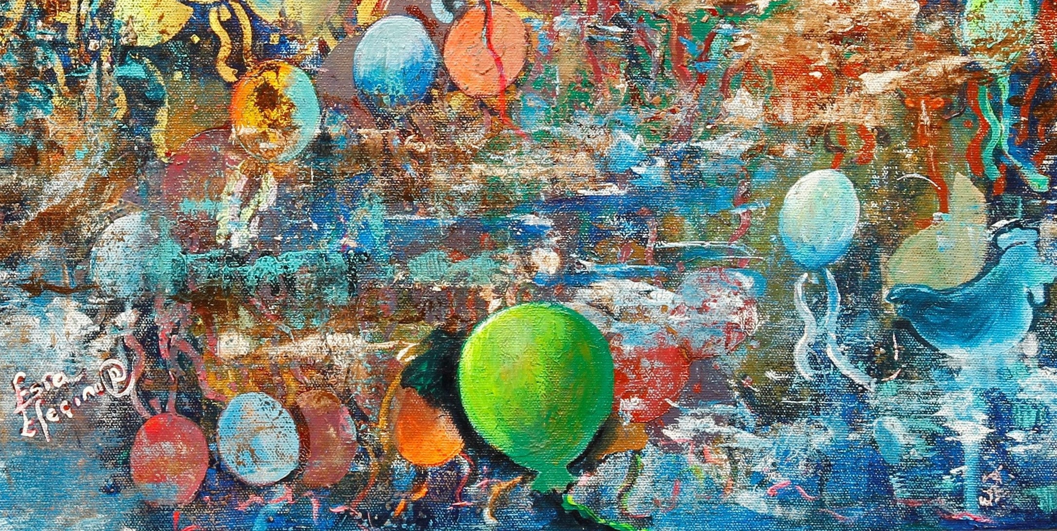 Balloons, Original Oil Painting on Canvas, Modern Wall Art ...