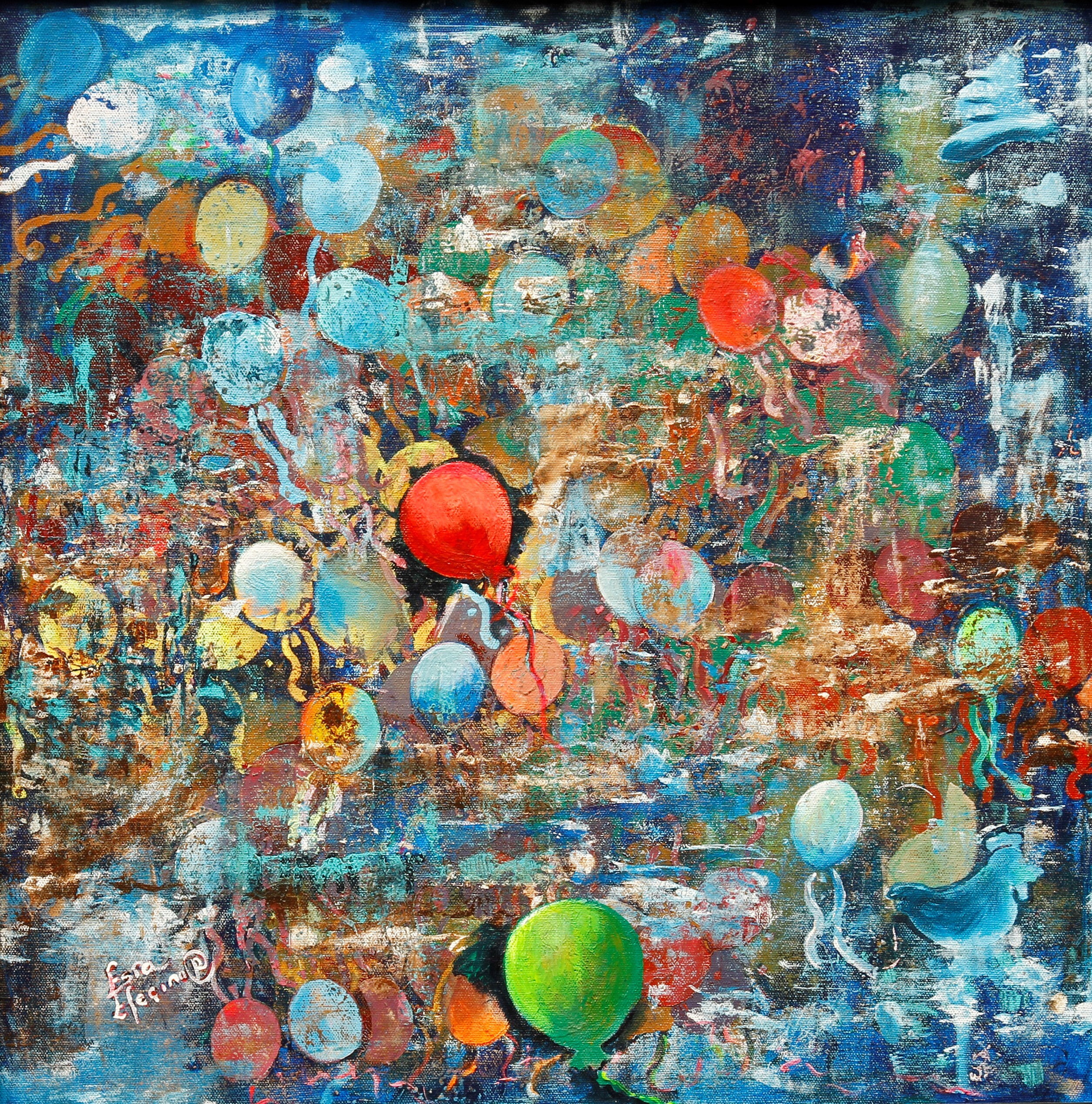 Balloons, Original Oil Painting on Canvas, Modern Wall Art ...