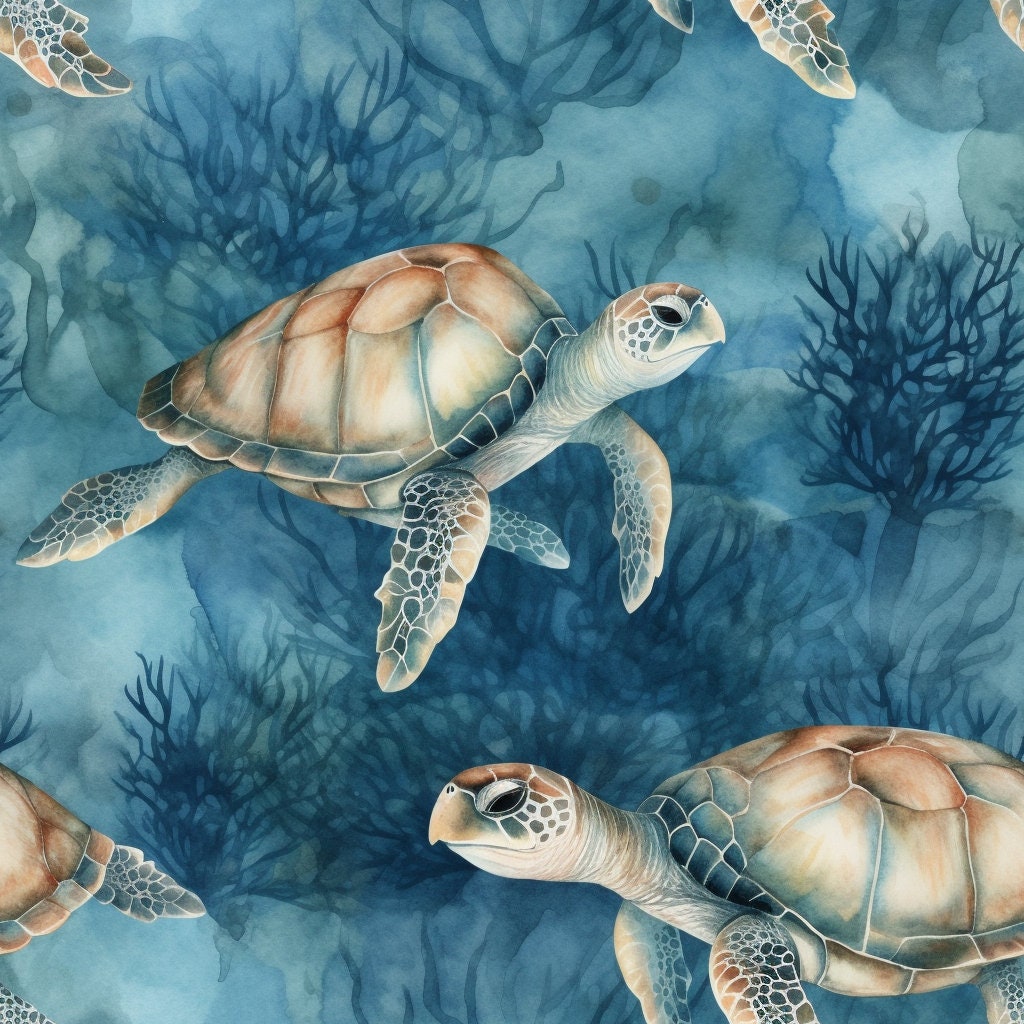 Watercolor Sea Turtles Digital Instant Download| Digital Paper | Phone ...