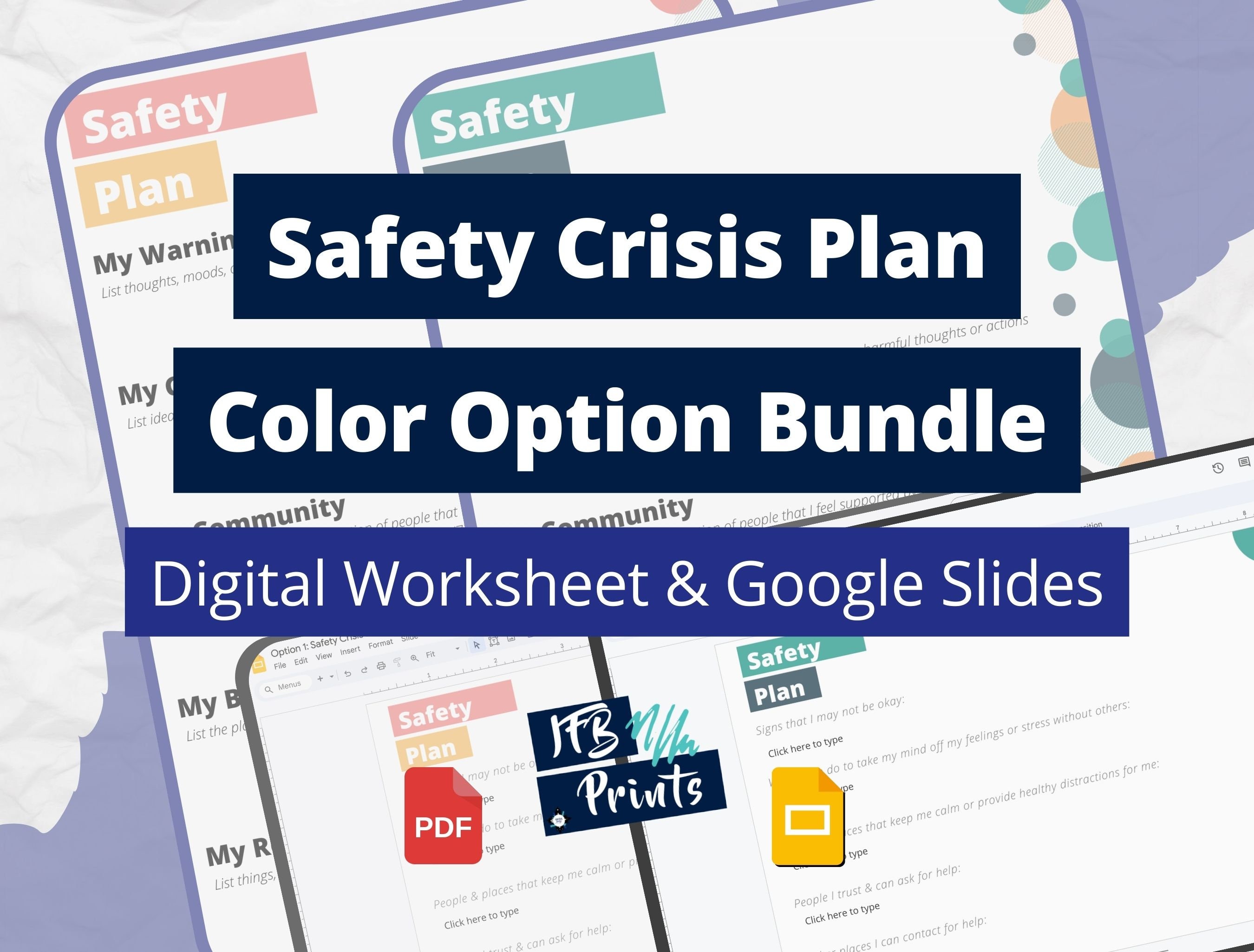 BUNDLE: Printable Safety Crisis Plan Worksheet for Therapists With ...