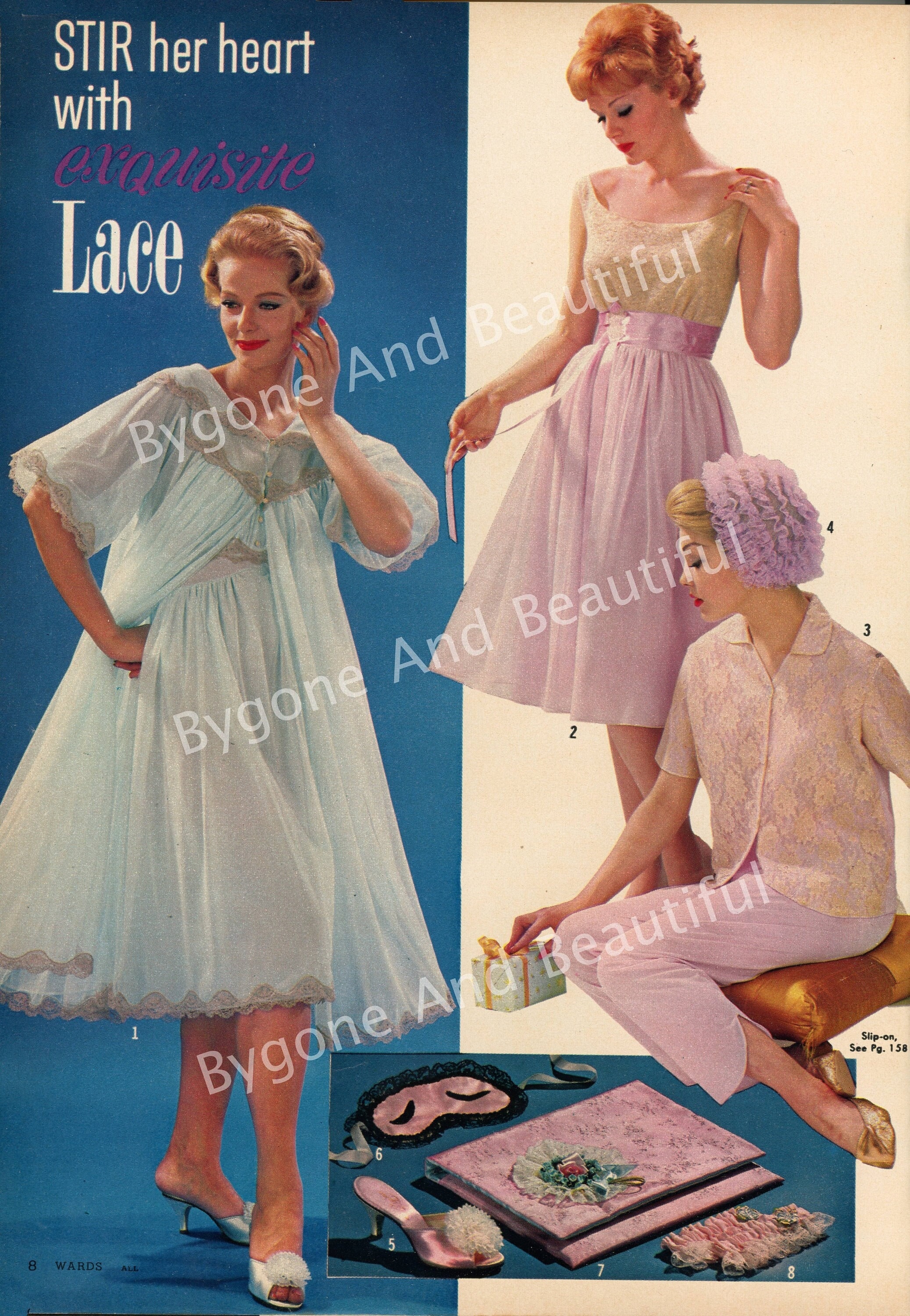 Vintage Image Ladies Fashion Nightgowns 1960 Lace Advertising Junk ...