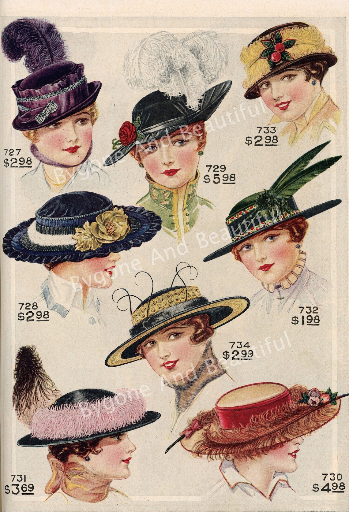 Vintage Image Ladies Hats 1916 Victorian Fashion Advertising Junk ...