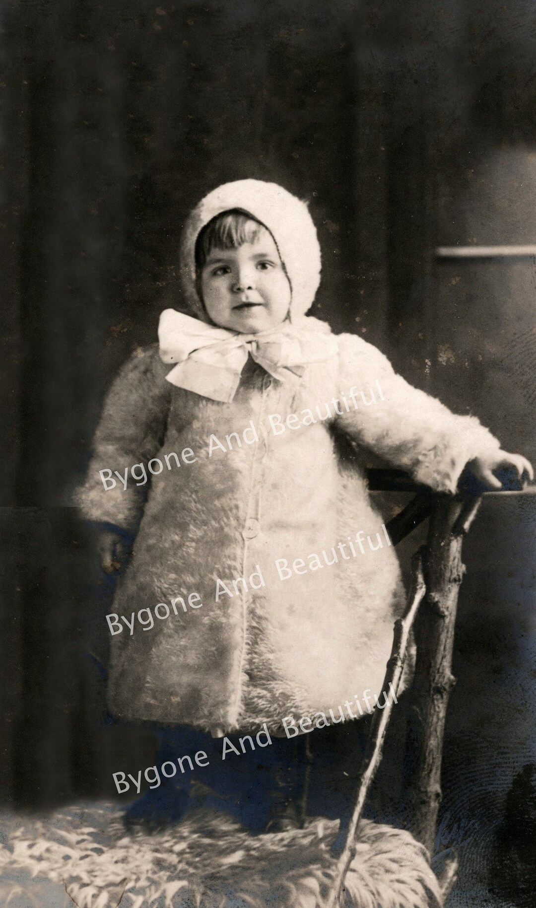 Vintage Image Victorian Child Fur Coat and Hat Big Bow Junk Journal ...