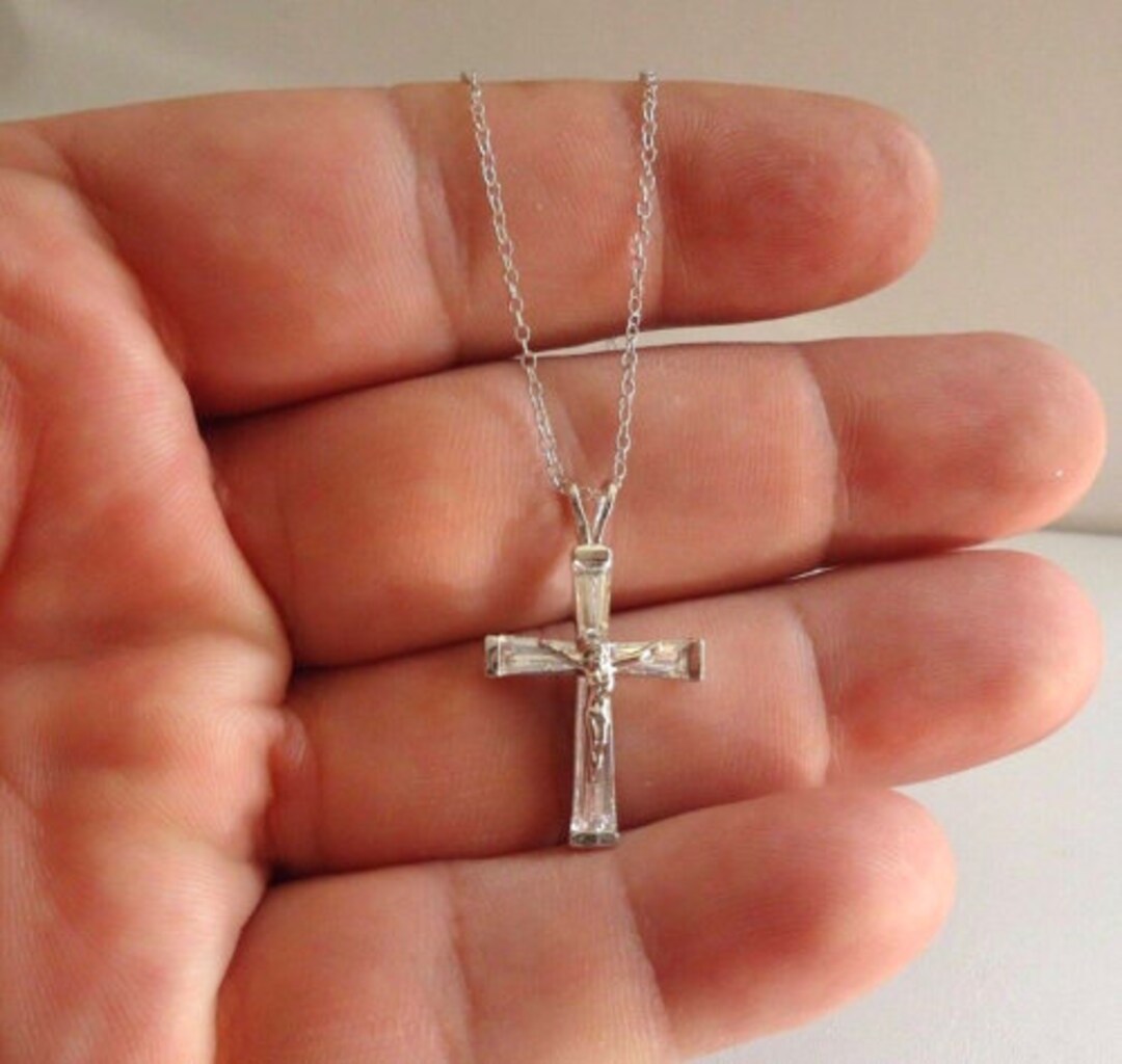 Crucifix Cross Necklace Pendant With Lab Created Diamonds 925 - Etsy