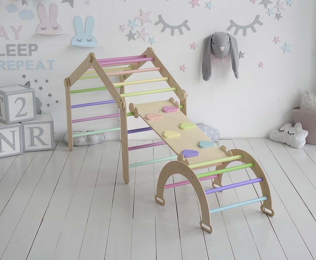 Climbing Triangle, Arch, Ramp With Slide, Montessori Climbing Triangle ...