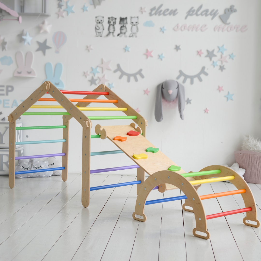 Climbing Triangle, Arch, Ramp With Slide, Montessori Climbing Triangle ...