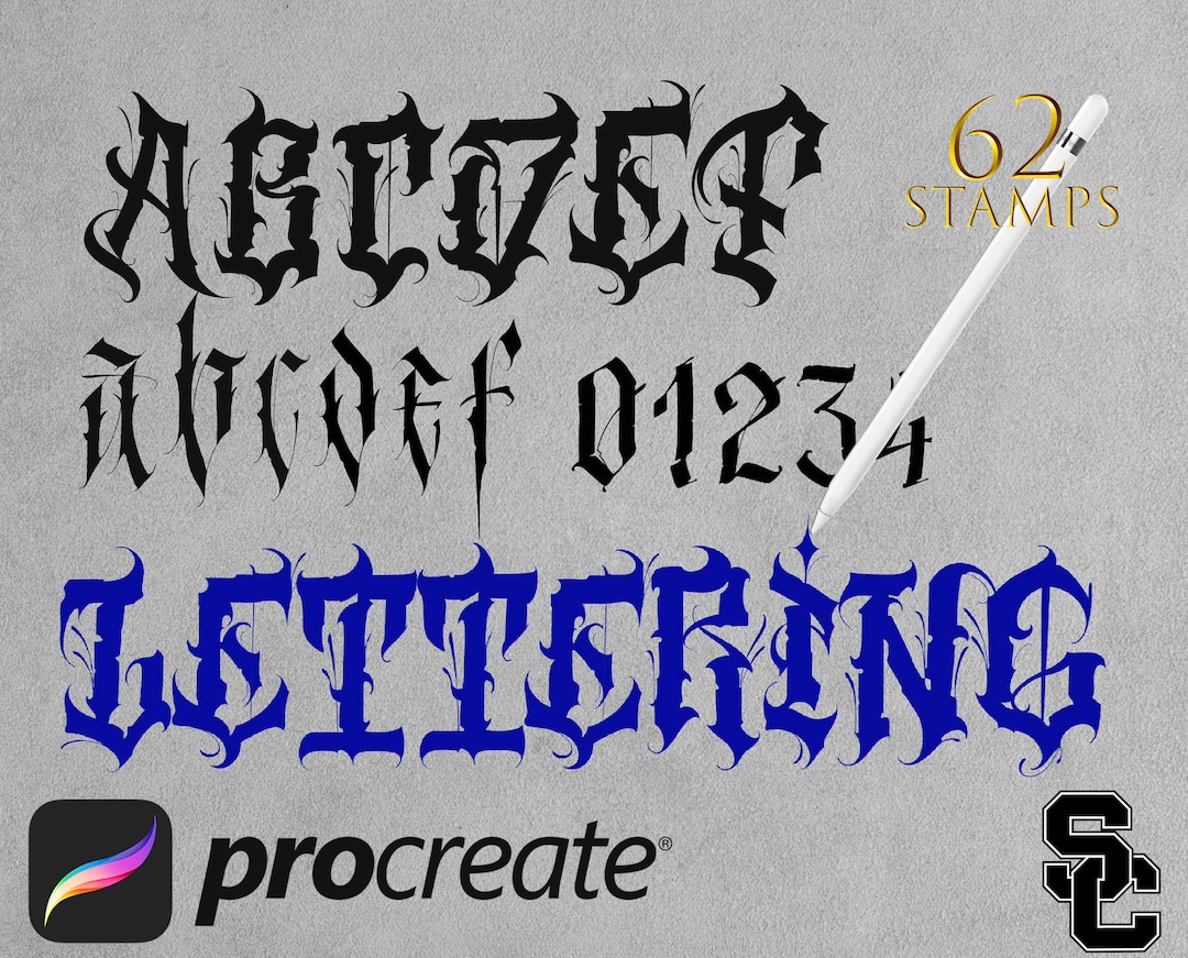 PROCREATE Lettering Tattoo Devil Brushes - Etsy