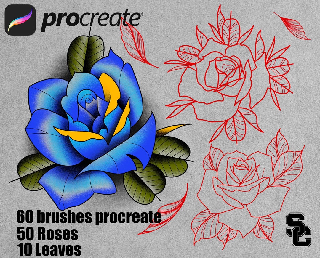 Procreate Roses Tattoo Stamps for Procreate 60 Brushes - Etsy
