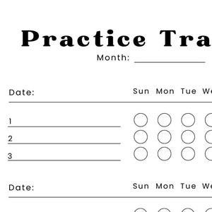 PRACTICE TRACKER - Simple Black & White - for Music Teachers and ...