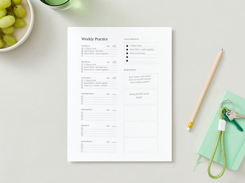Weekly Practice Tracker (daily Details!) - Etsy