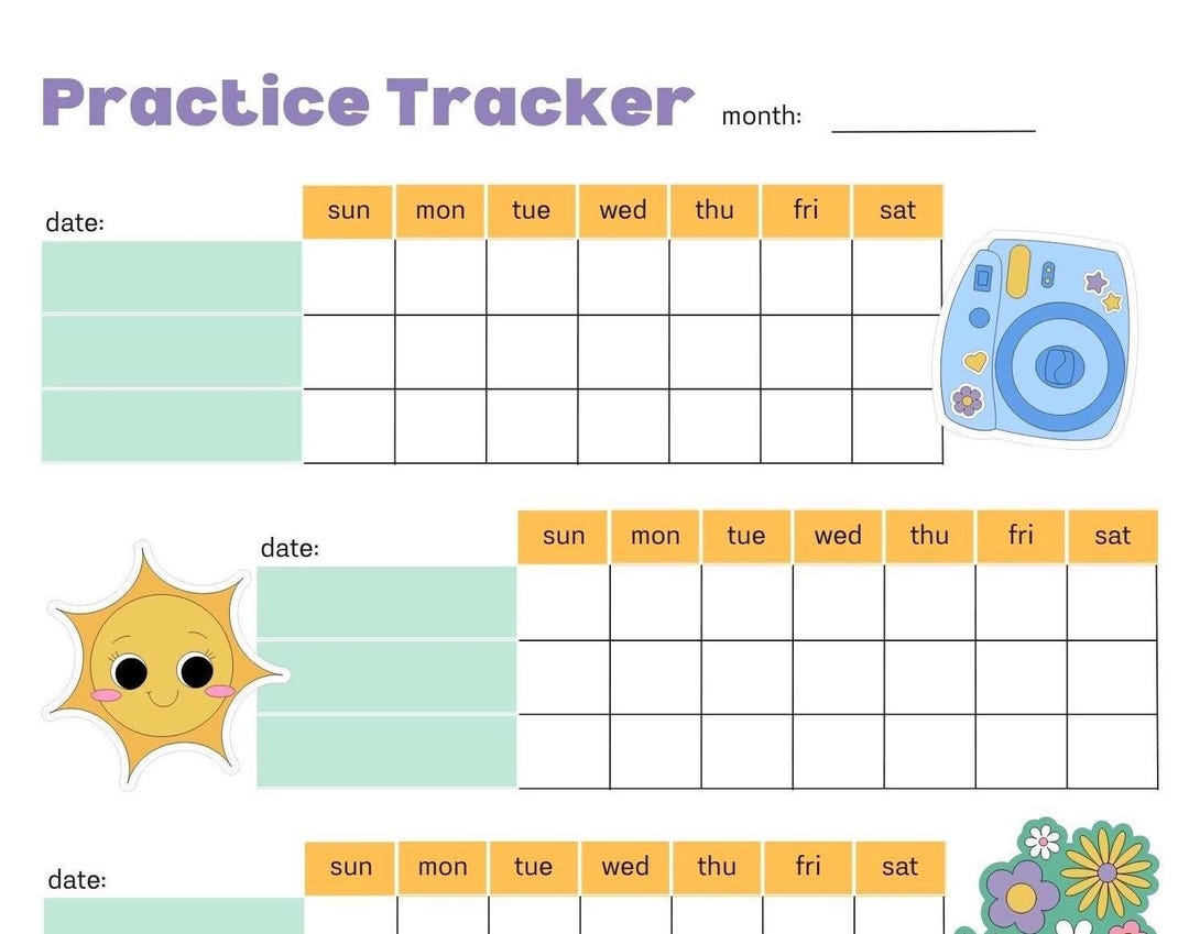 Music Practice Tracker – Printable Chore Chart (digital Download) - Etsy