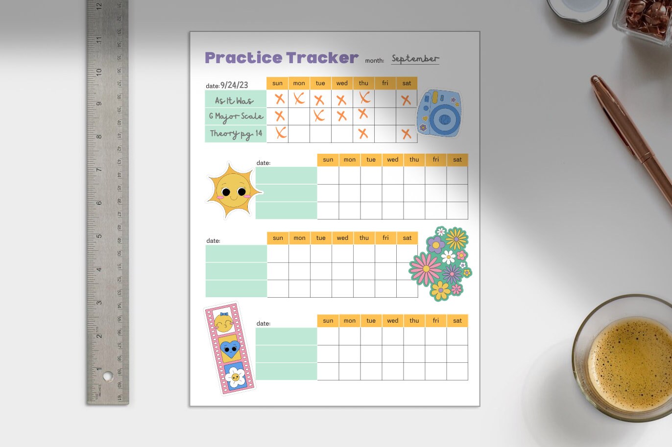 PRACTICE TRACKER - Cute Camera - for Music Teachers! - Etsy