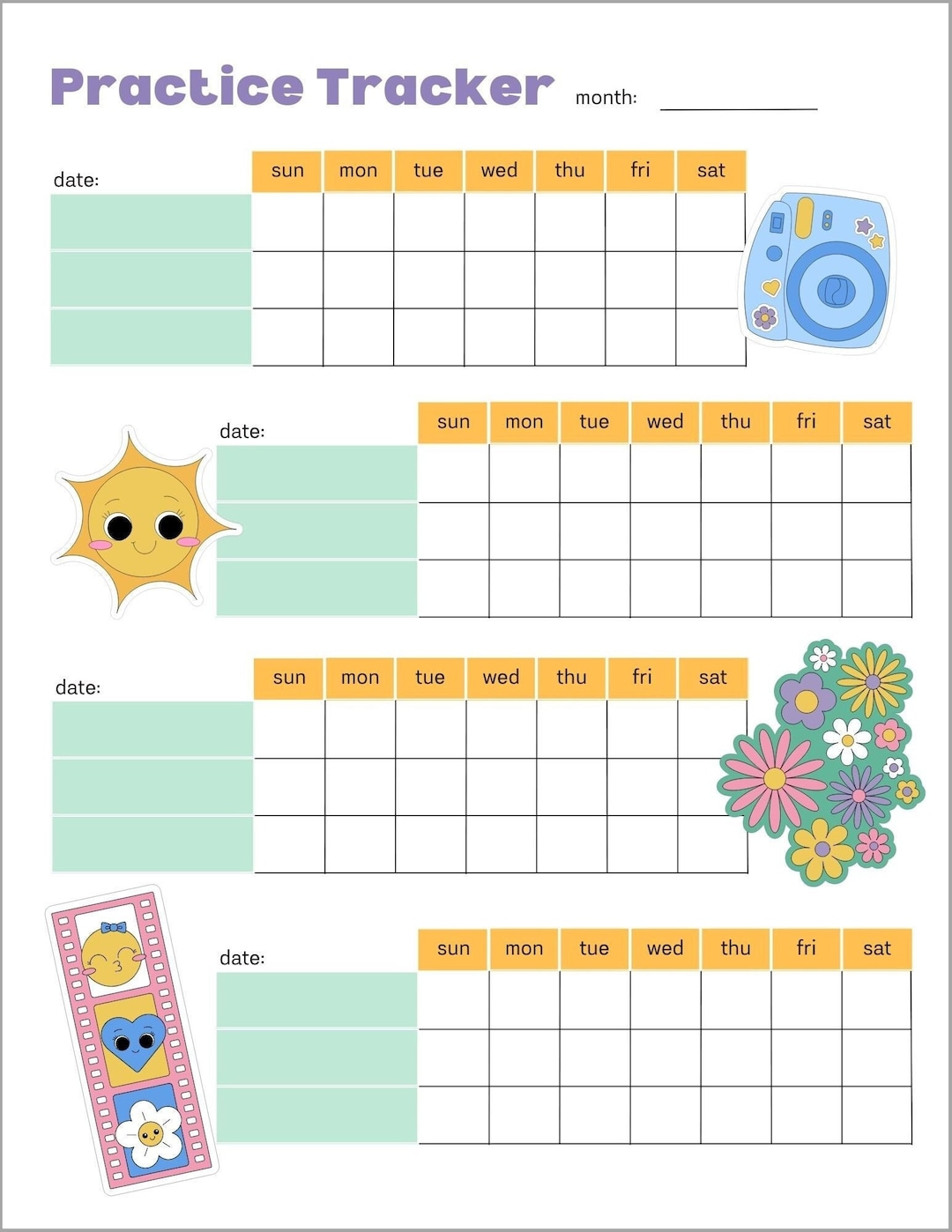 PRACTICE TRACKER Cute Camera for Music Teachers - Etsy