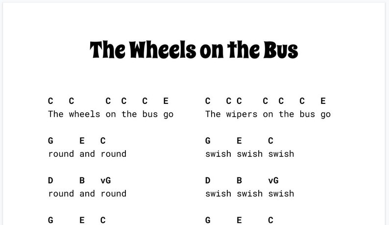 Alphanote: Wheels on the Bus - Etsy