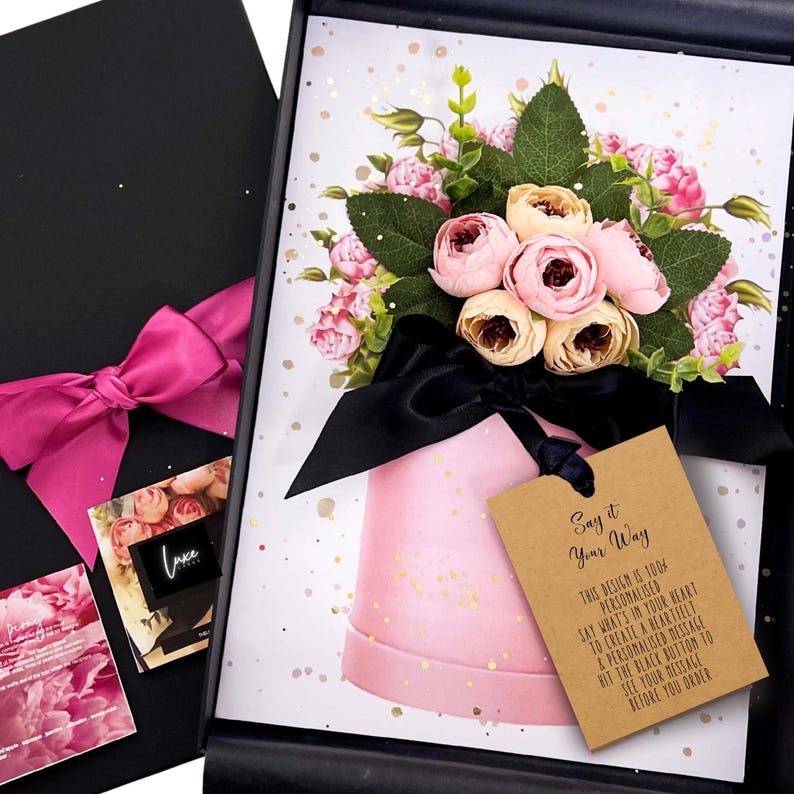 Personalized 80th Birthday Peony Card: Handmade Scented Silk Flowers ...