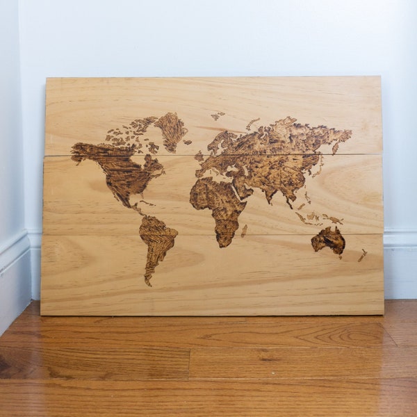 Wood World Map - Etsy