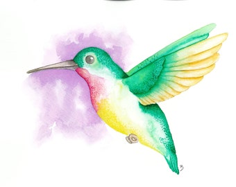 Hummingbird Watercolor Painting - Etsy