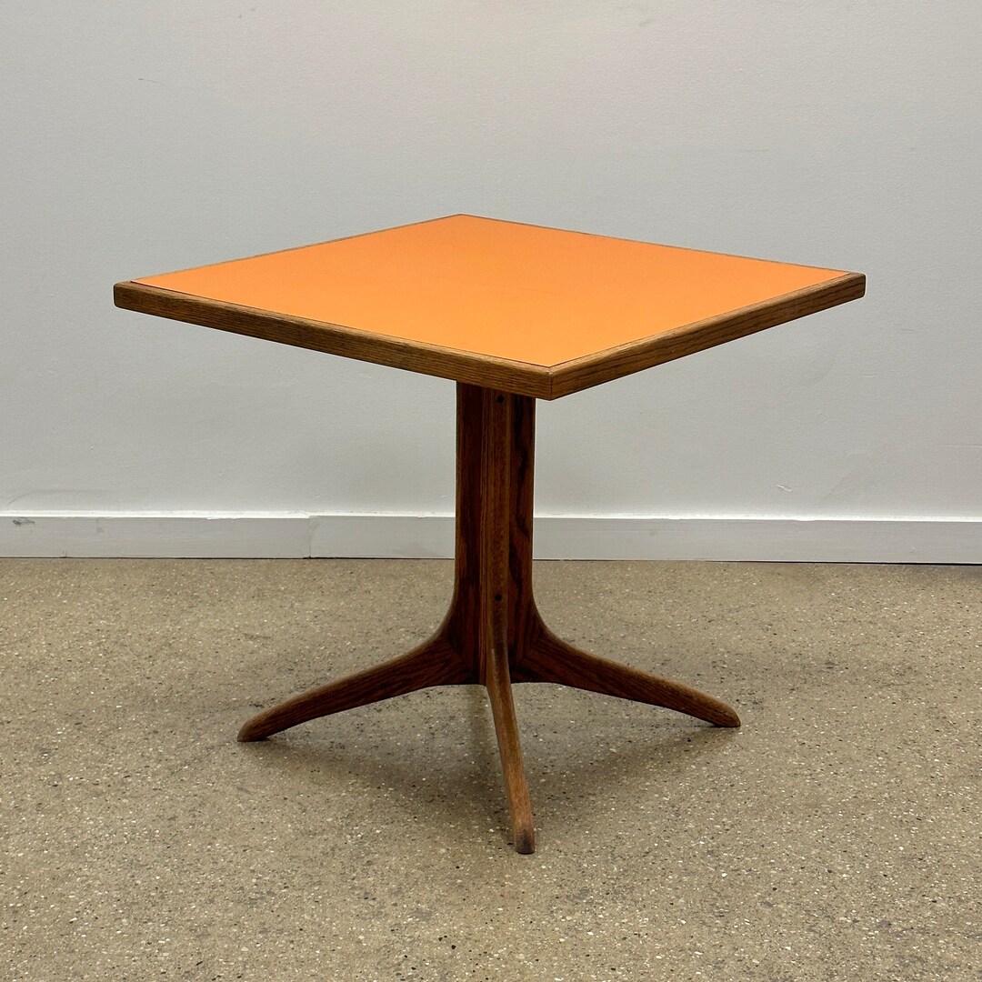 Vintage MCM Oak/linoleum Square Table - Etsy