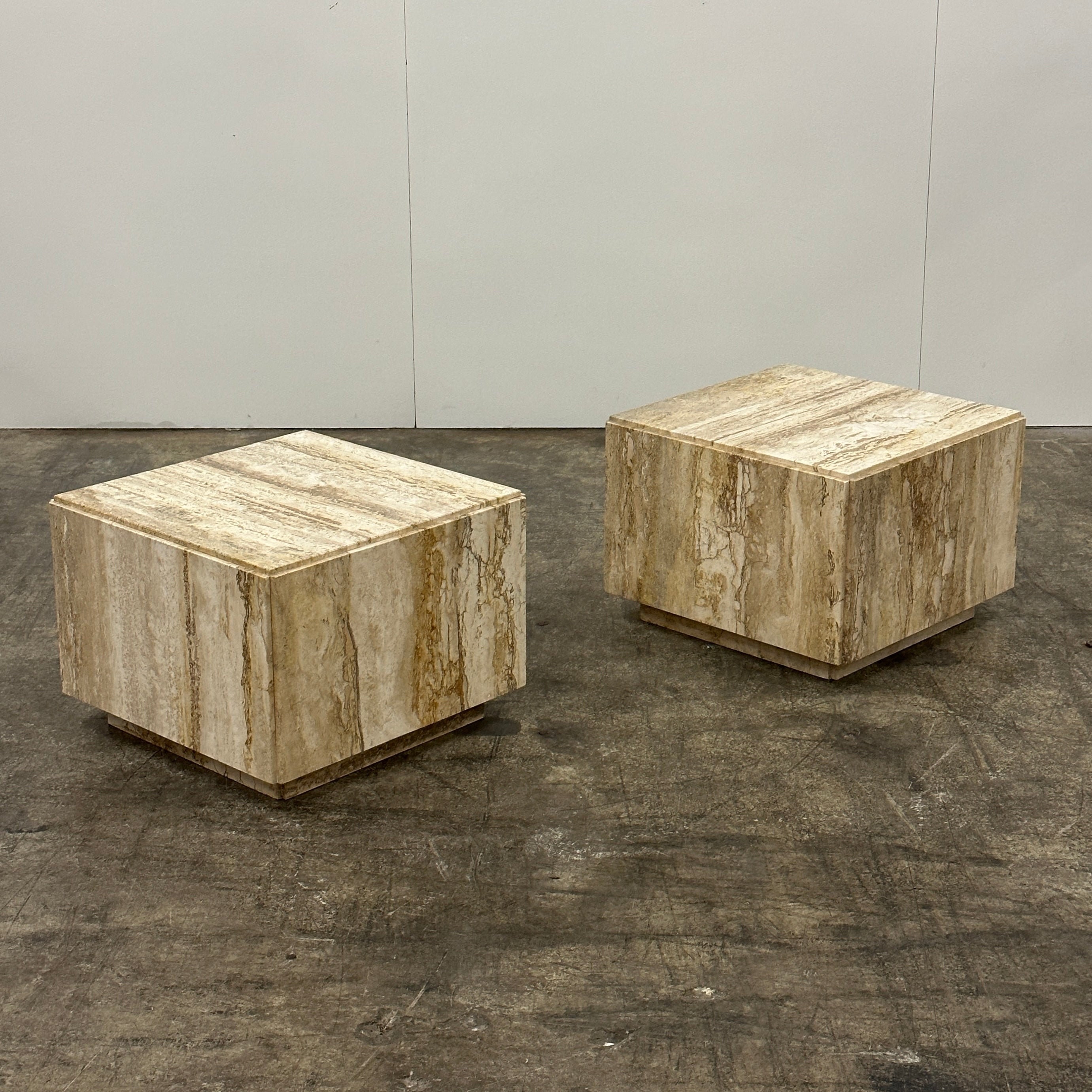 Vintage MCM Italian Travertine Cube Tables - Etsy