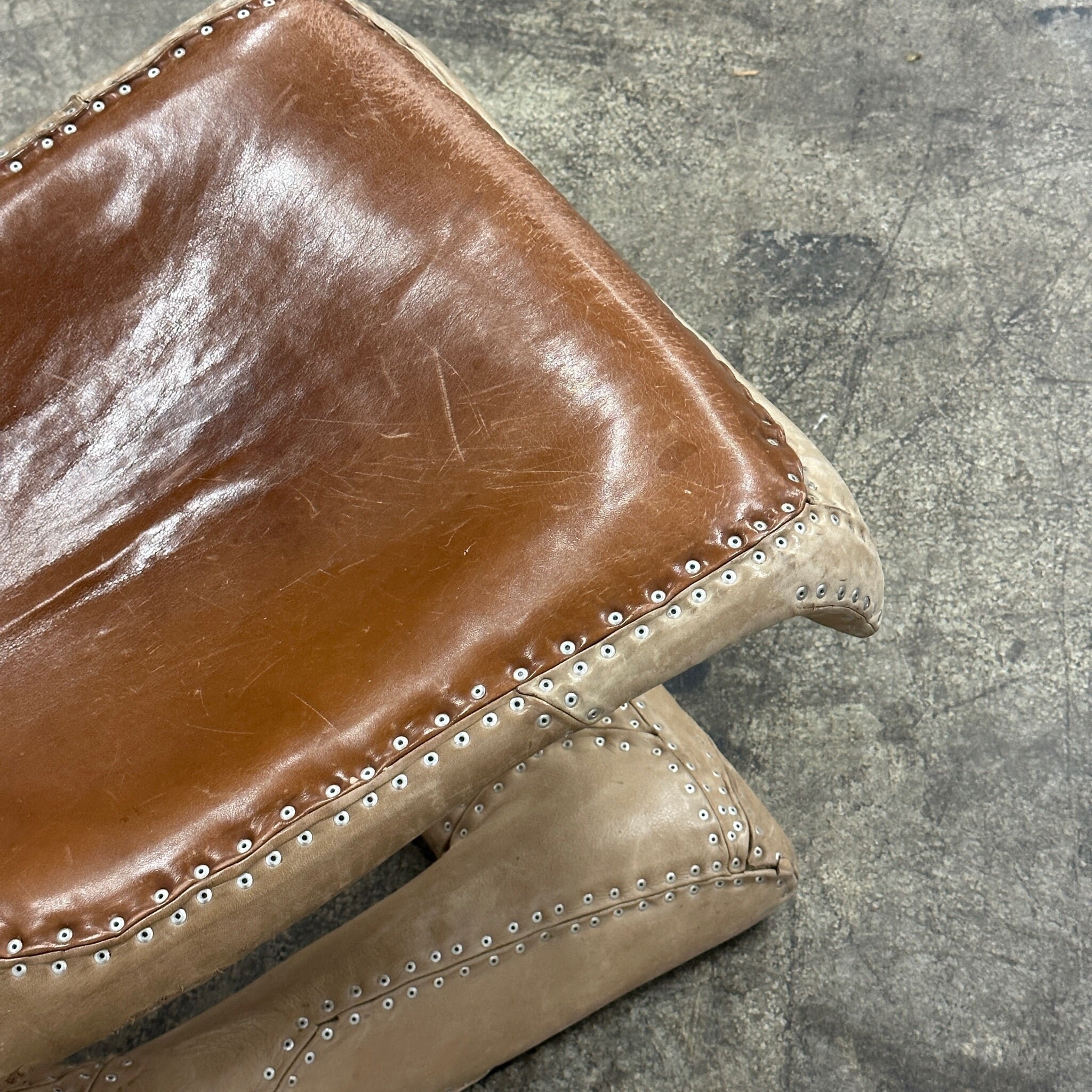 Riveted Saddle Leather Lounge Chair - Etsy