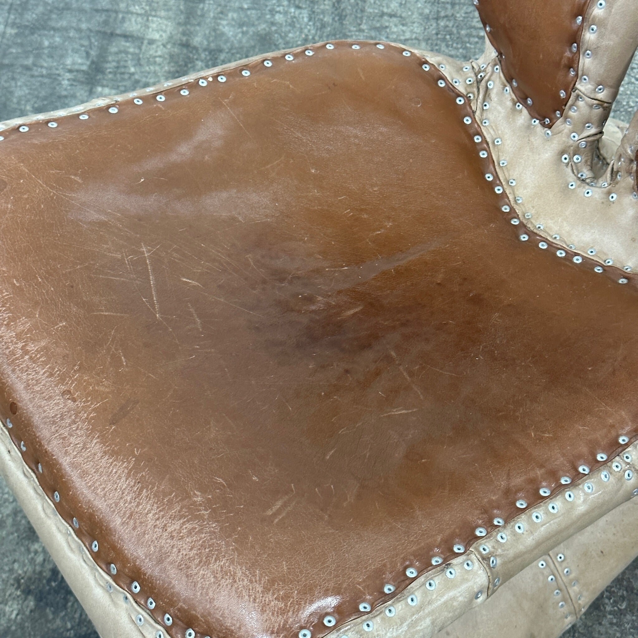 Riveted Saddle Leather Lounge Chair - Etsy