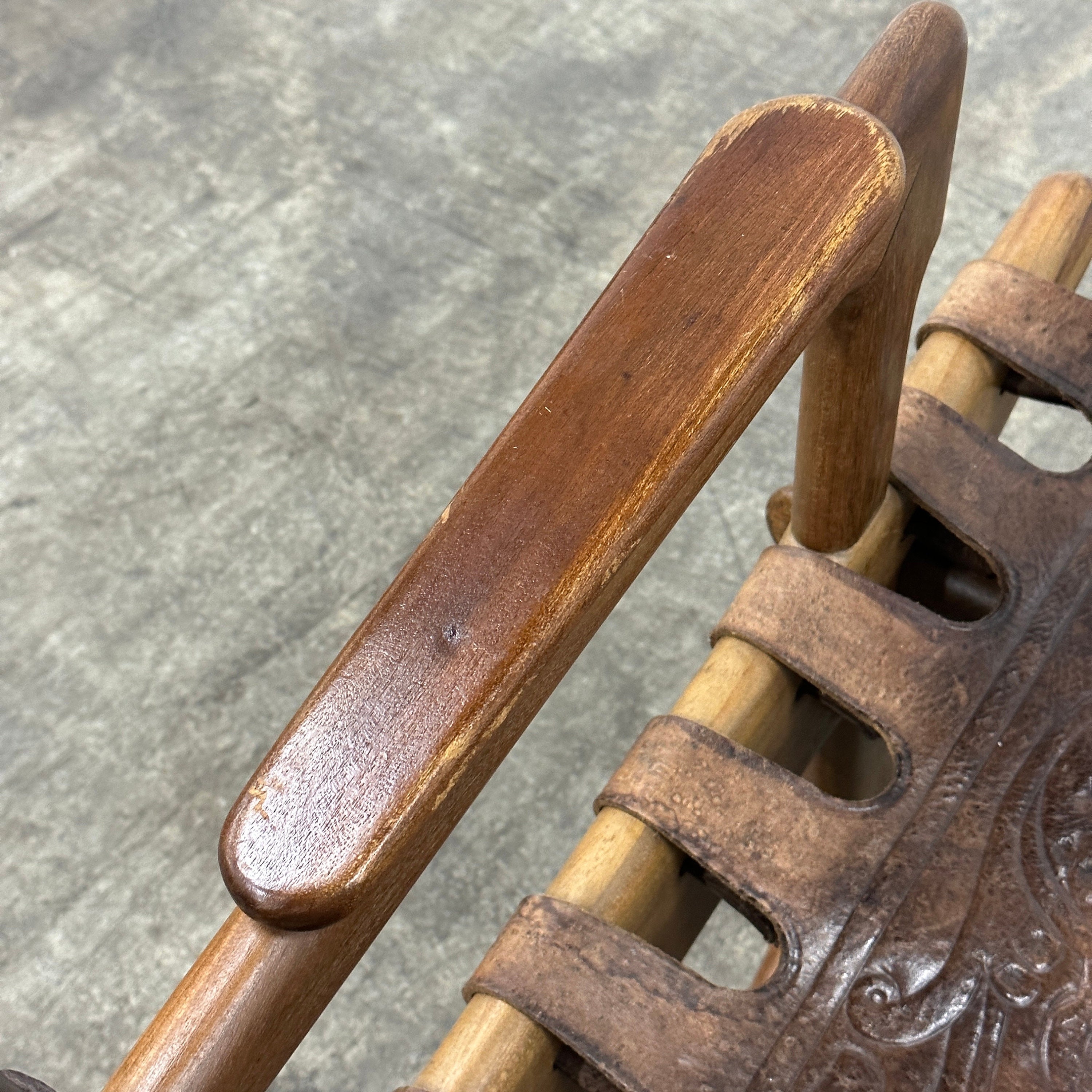 Vintage MCM Leather Sling Rocking Chair by Angel Pazmino for Muebles De ...