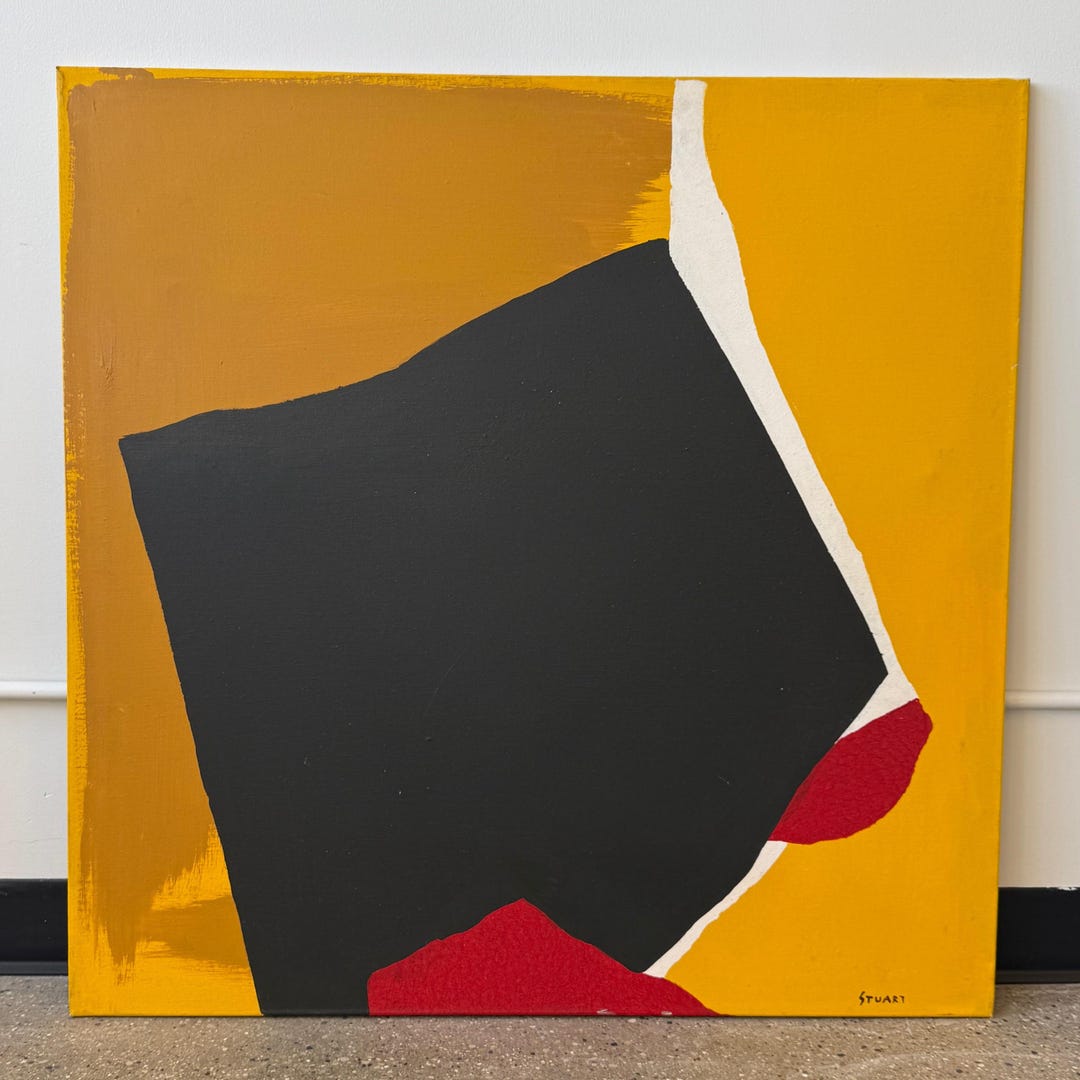 Vintage MCM Mid Century Abstract Acrylic on Canvas Painting Signed ...